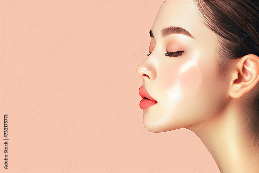 Skincare Model entertainment creator. Well groomed woman uses glowing ...