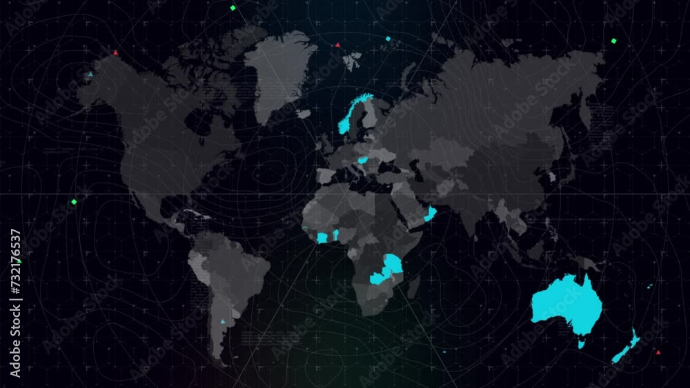 World map augmented reality Advance HUD control center. Head-up display ...