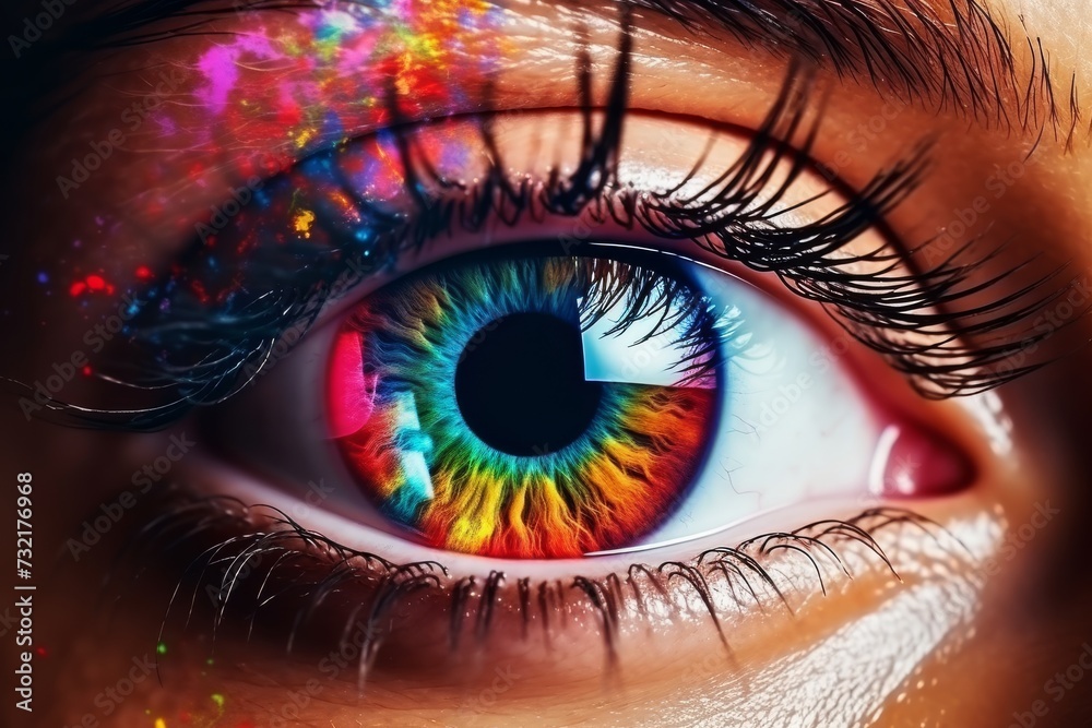 Human Cyborg AI Eye absence of color vision. Eye envision optic nerve ...