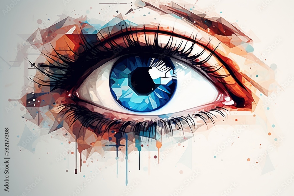 Human Cyborg AI Eye iris. Eye pupil optic nerve lens backdrop color ...