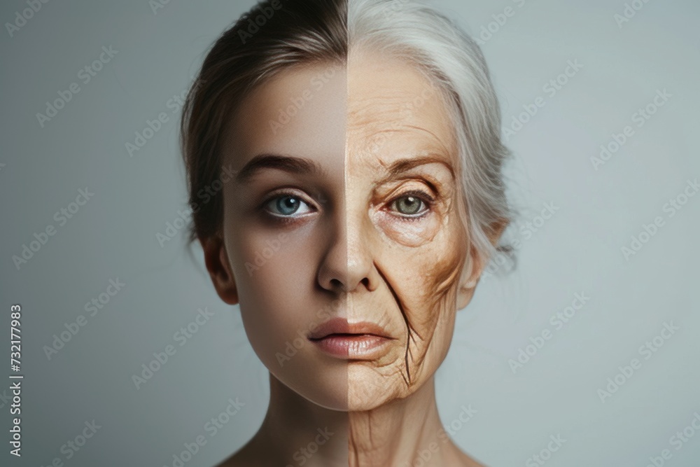 Aging forgiving. Comparison young to old woman chin. Less Wrinkles ...