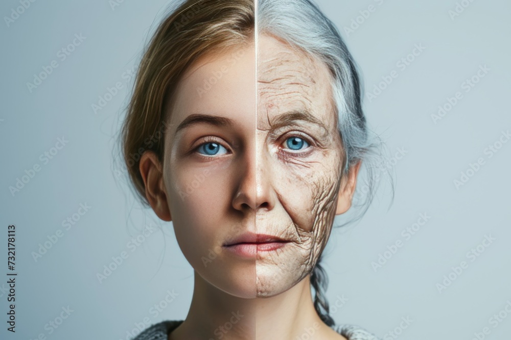 Aging aging population. Comparison young to old woman independence ...