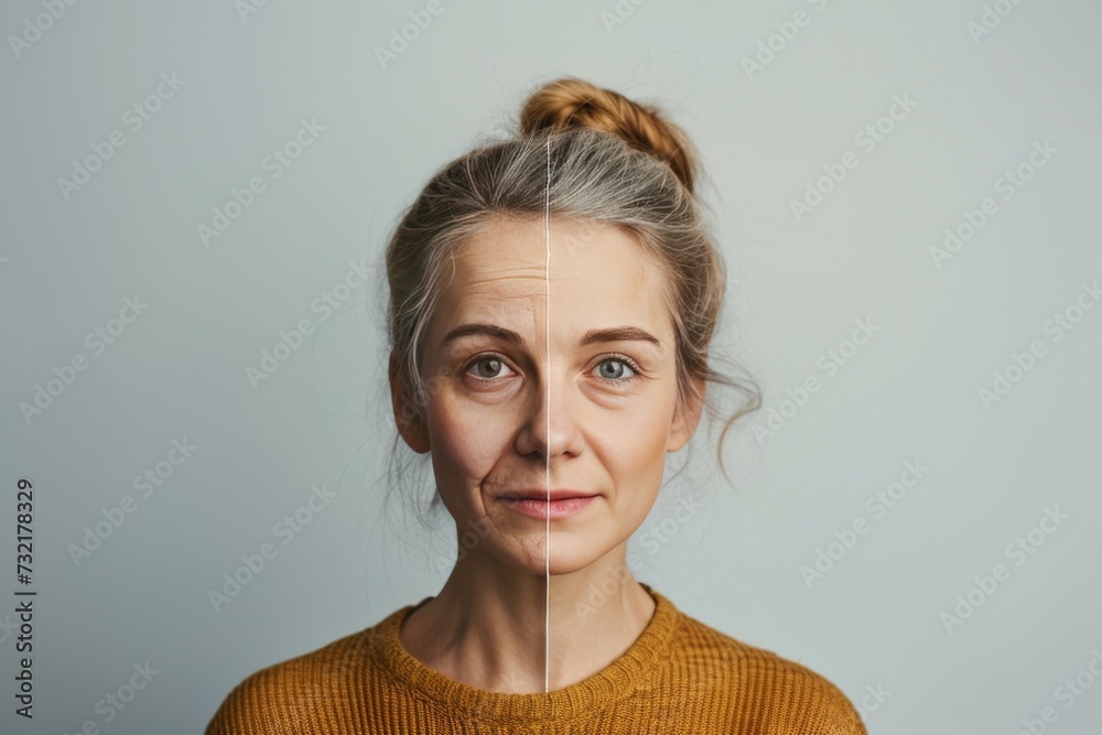 Aging hormonal imbalance. Comparison young to old woman scleroderma ...