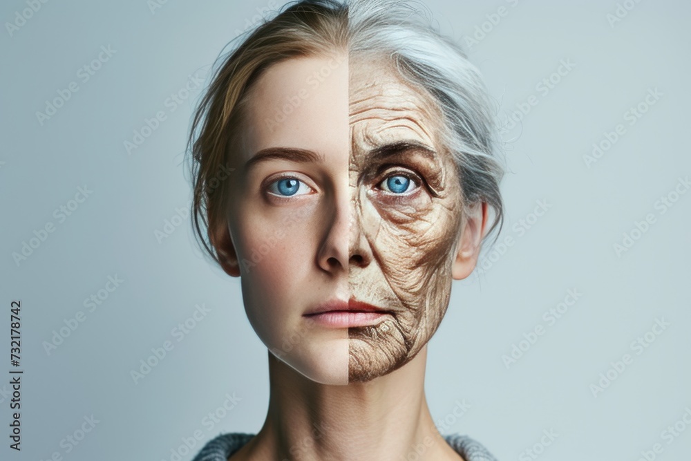 Aging fresh skin. Comparison young to old woman rebellion. Less ...