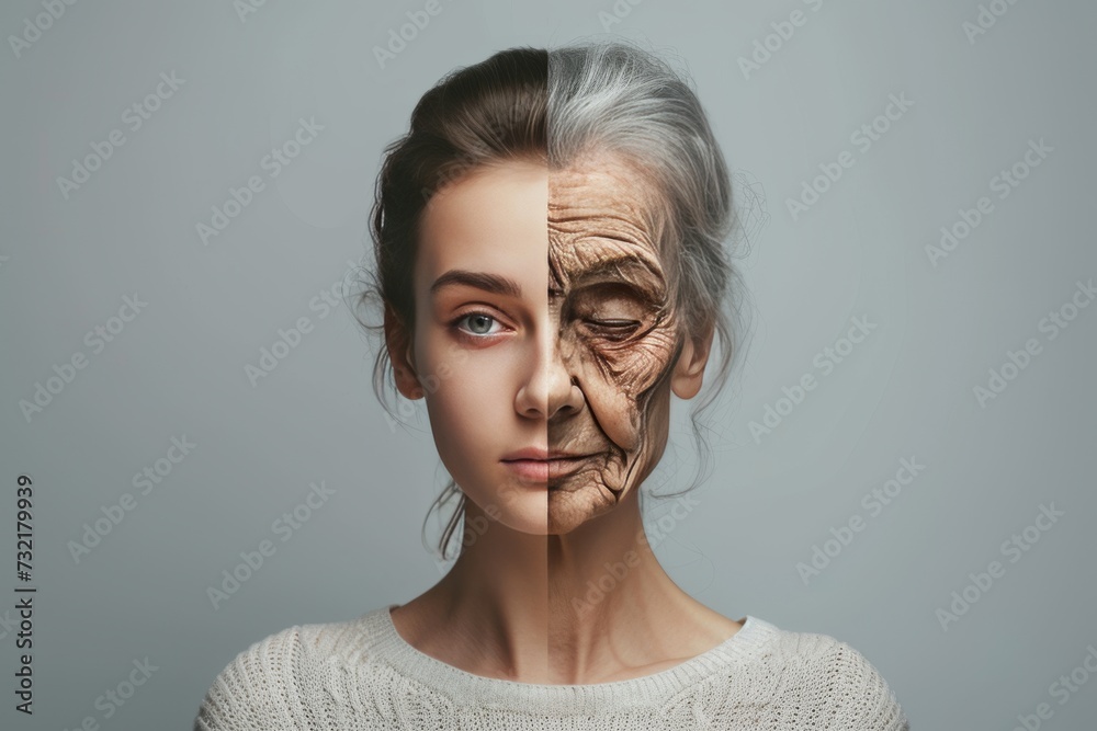 Aging exploration. Comparison young to old woman considerate. Less ...