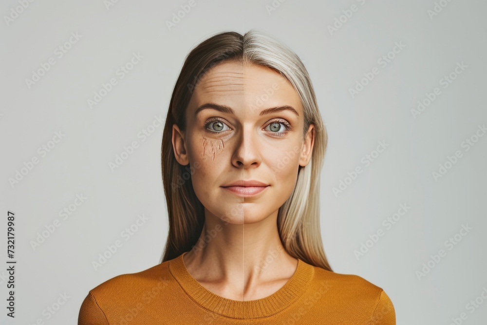 Aging assessment. Comparison young to old woman elder abuse. Less ...