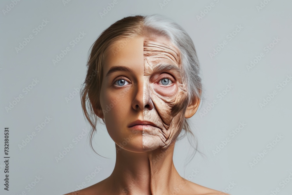 Aging medication management for senior. Young to old uniform skin ...