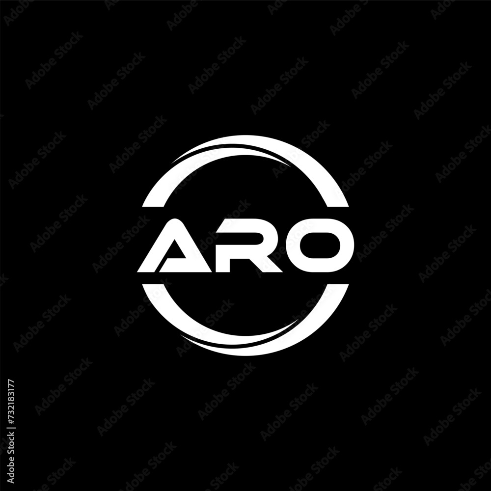 ARO letter logo design with black background in illustrator, cube logo ...