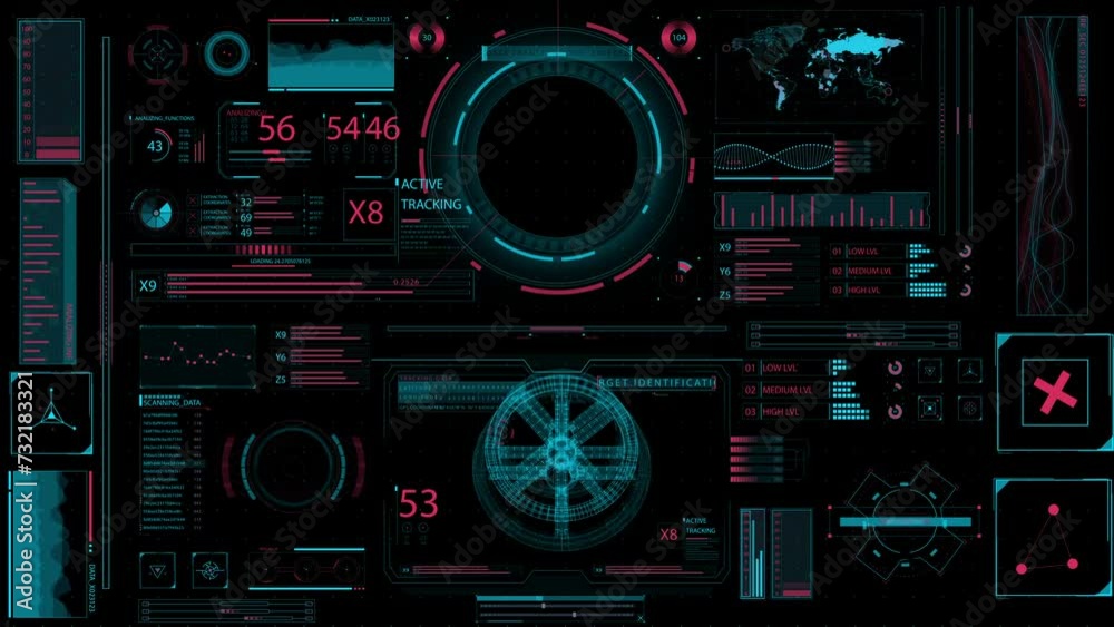 Vídeo do Stock: augmented reality Advance HUD control center. Graphic ... Vídeo do Stock: augmented reality Advance HUD control center. Graphic ...