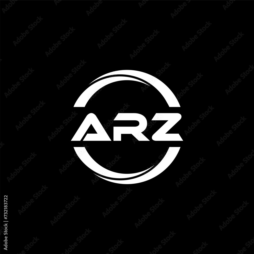 ARZ letter logo design with black background in illustrator, cube logo ...