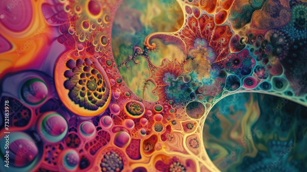 Psychedelic masterpiece with mesmerizing swirling patterns, creating a ...