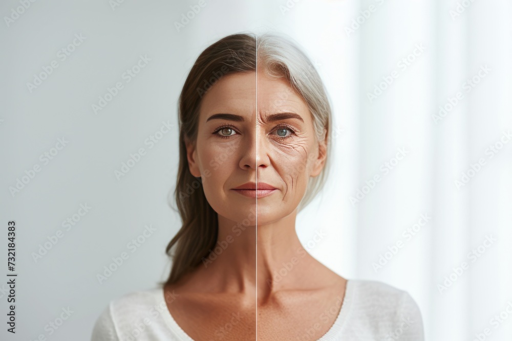 Aging salicylic acid cream. Comparison young to old woman aging ...