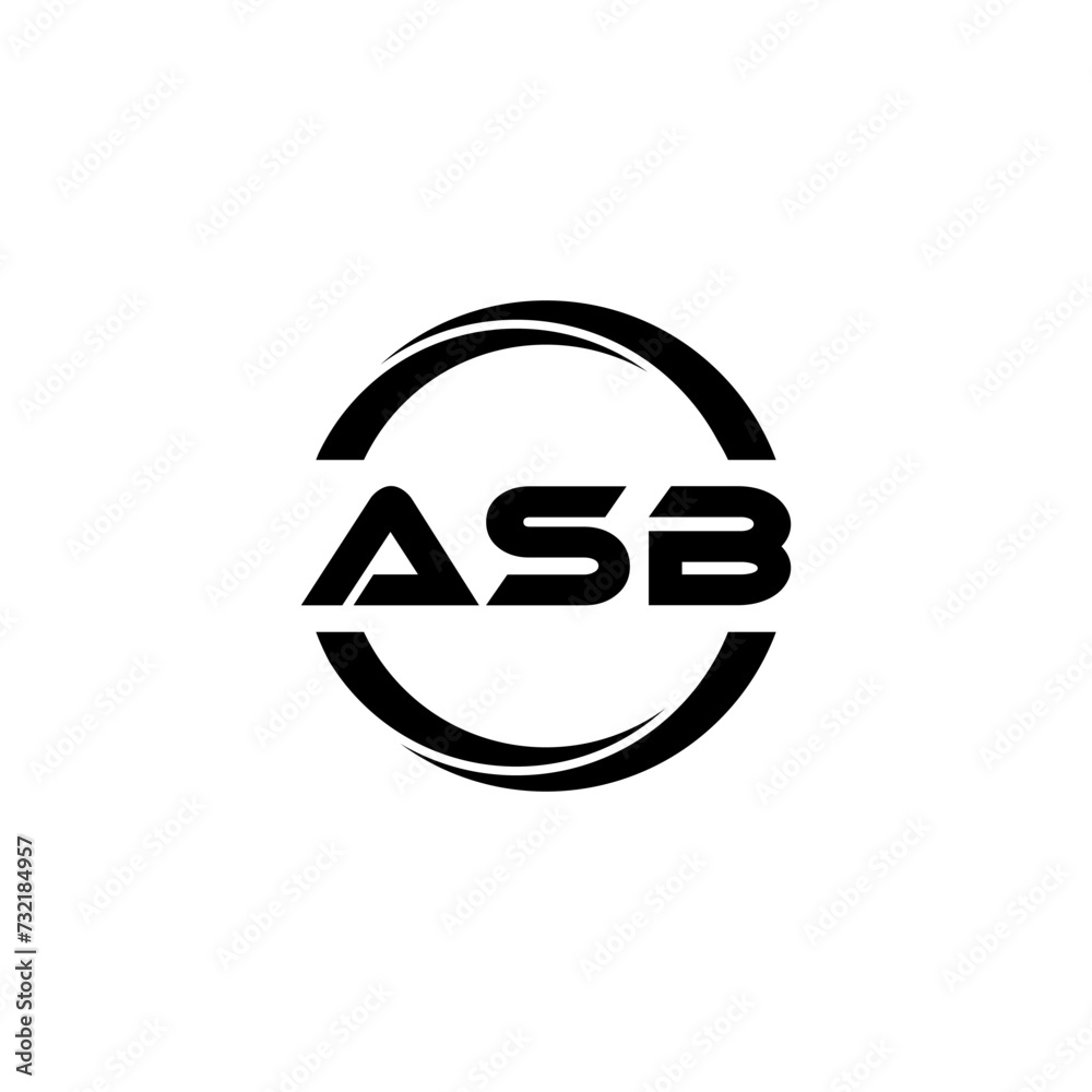 ASB letter logo design with white background in illustrator, cube logo ...