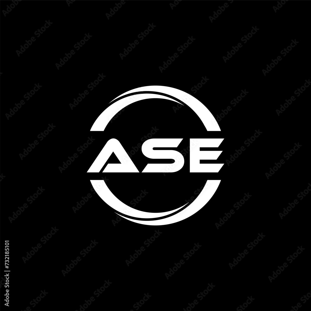 ASE letter logo design with black background in illustrator, cube logo ...