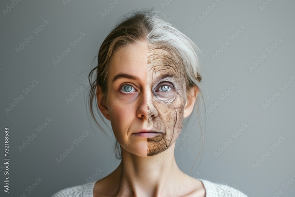 Aging gray hair scalp treatments. Young to old crows feet. Wrinkle ...