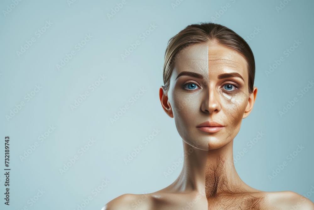 Aging healthy aging. Comparison young to old generation tear up. Less ...