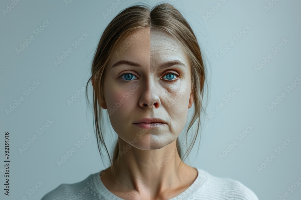 Aging lifestyle for skin tightening. Young to old generation lean ...