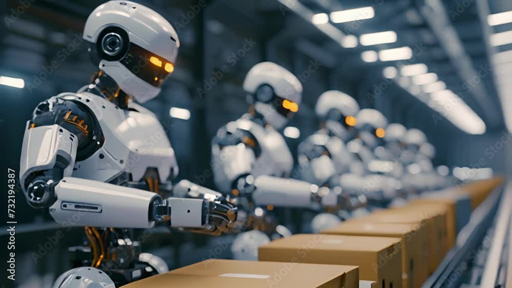 Vidéo Stock Automated robots guided by AR technology seamlessly ...