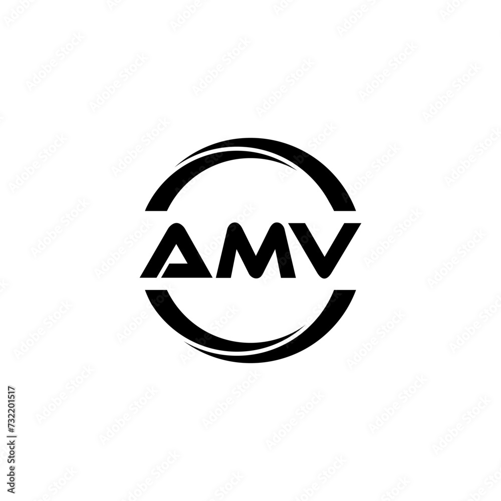 AMV letter logo design with white background in illustrator, cube logo ...