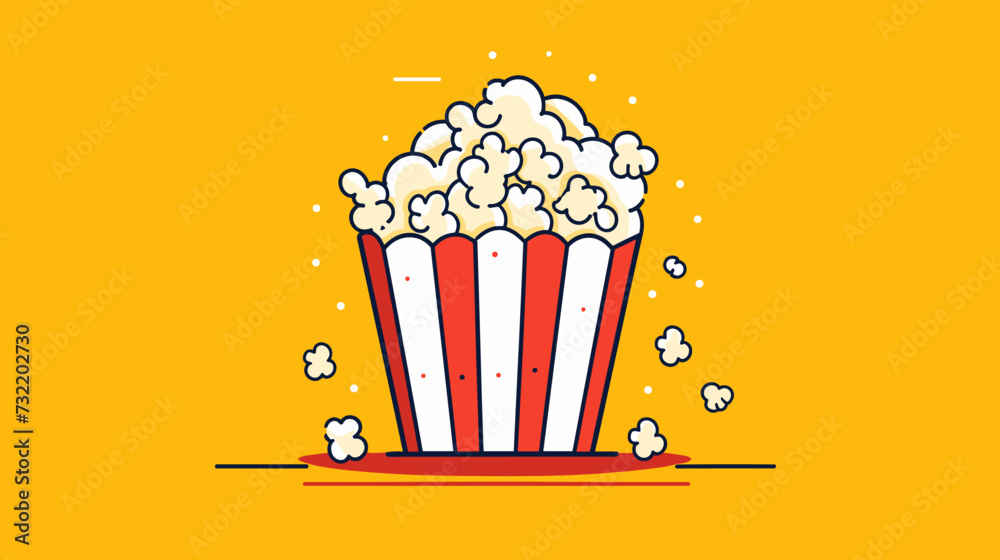 Illustration of a popcorn bucket surrounded by playful popcorn shapes ...