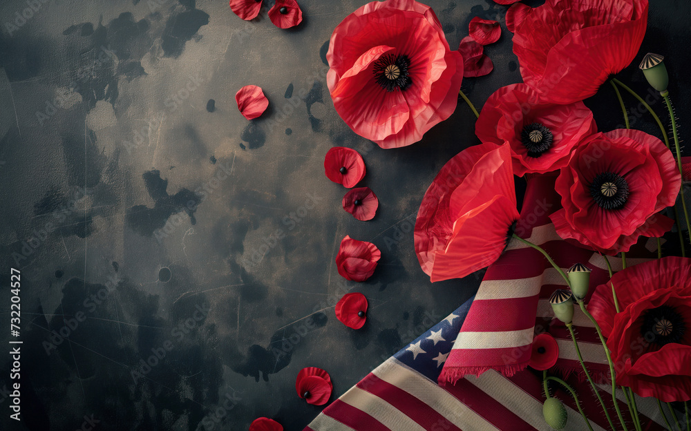 Remembrance poppy flower as a symbol USA for Memorial Day, Veterans day ...