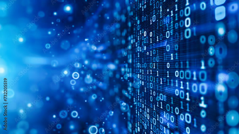 Abstract Cyber Data Visualization, Binary Code and Digital Technology ...