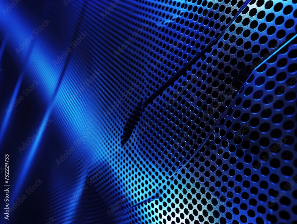 Abstract blue steel mesh background with blue glowing lines with free ...