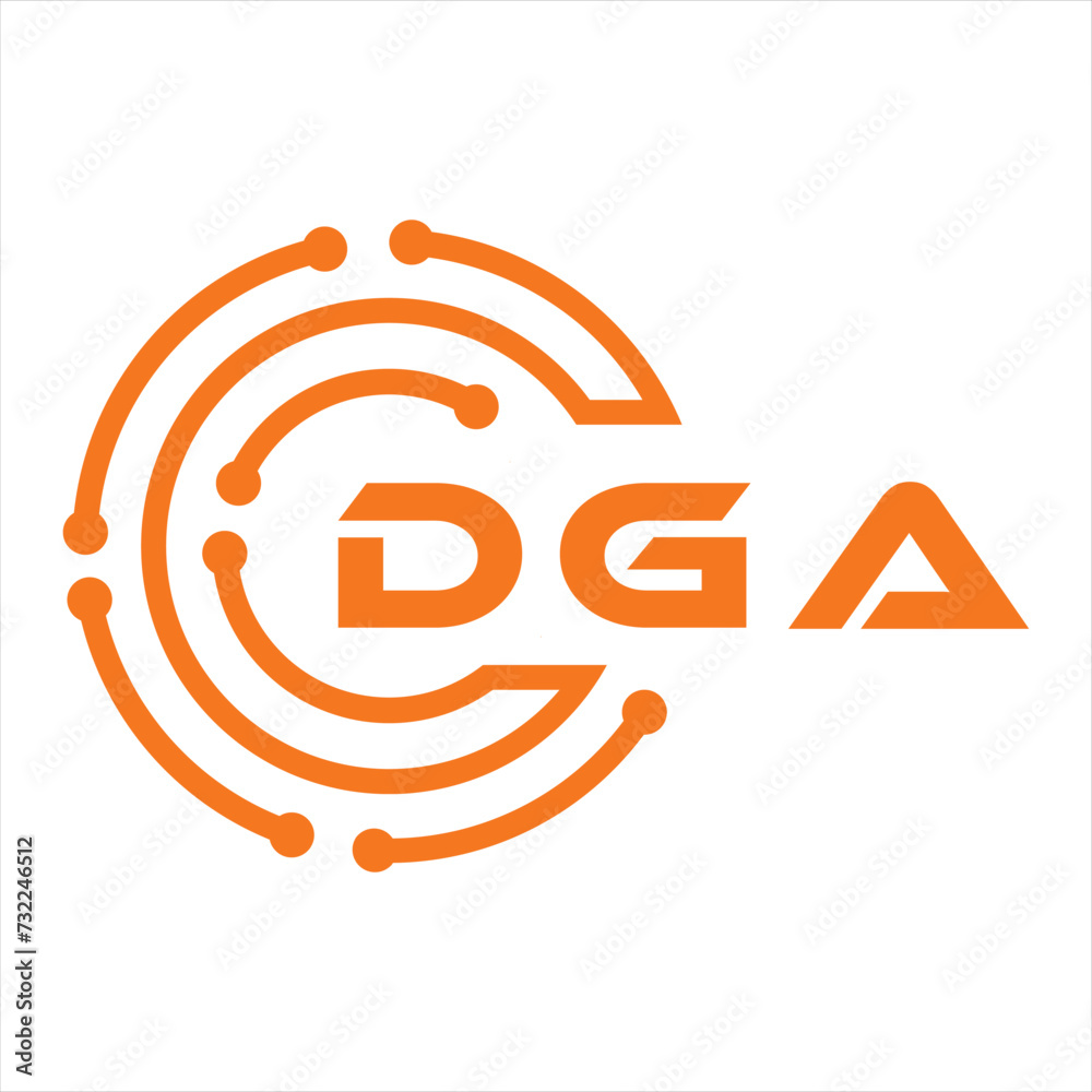 DGA letter design. DGA letter technology logo design on white ...