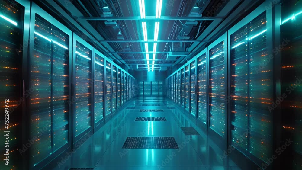 An indepth view of a server room within a manufacturing facility with ...