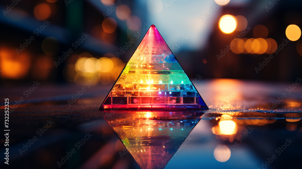 Prism for optical physics experiments, splitting the light into ...