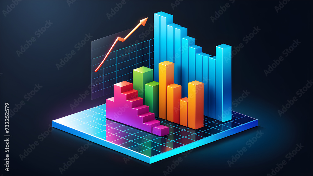 3d graph icon clipart isolated on technology background business graph ...
