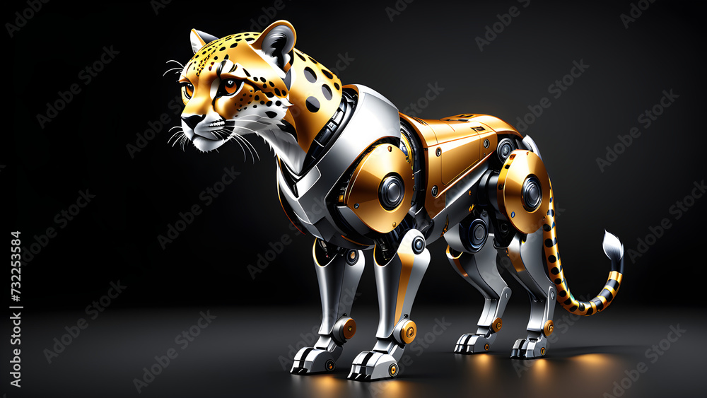 robot polar bear isolated on a black background. cyber animal. Digital ...