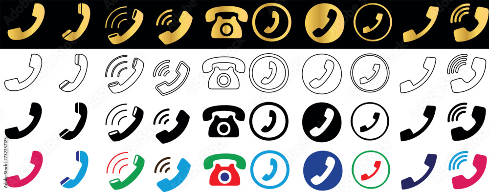 Phone icon collection, phone vector set, communication symbols, call ...