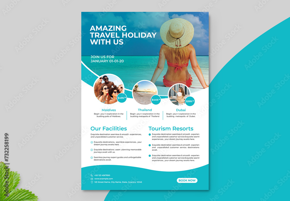 Travel Promotion Flyer Layout Template Stock Template | Adobe Stock