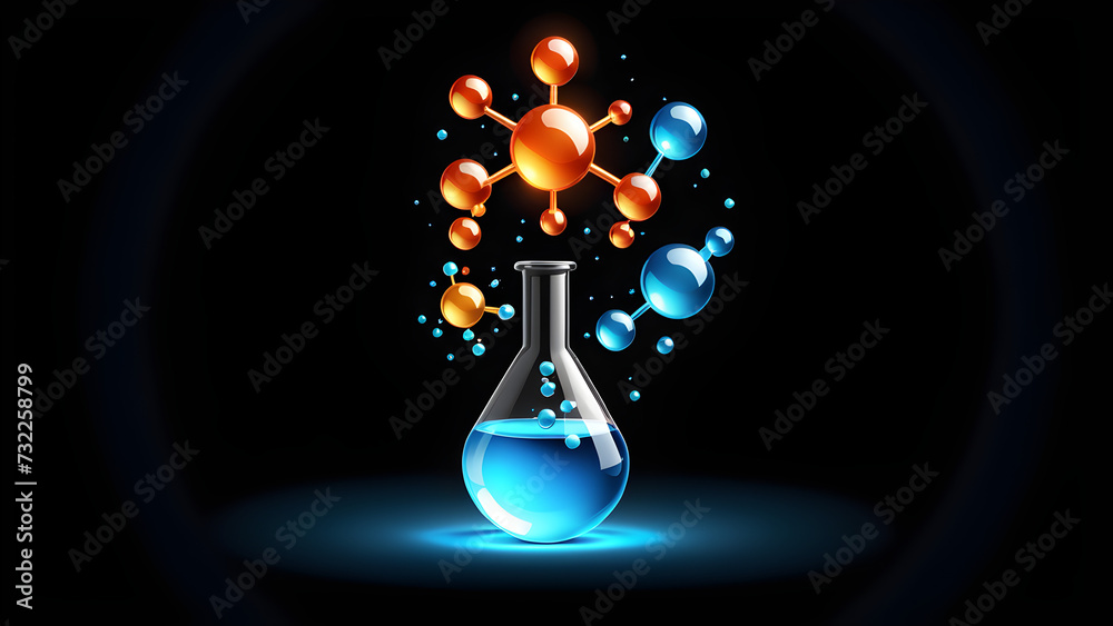 science chemistry icon symbol and clipart isolated on a black ...
