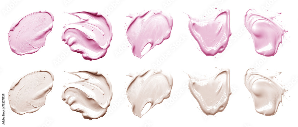 2 Collection set of pastel light pink beige, blob paint ink liquid ...