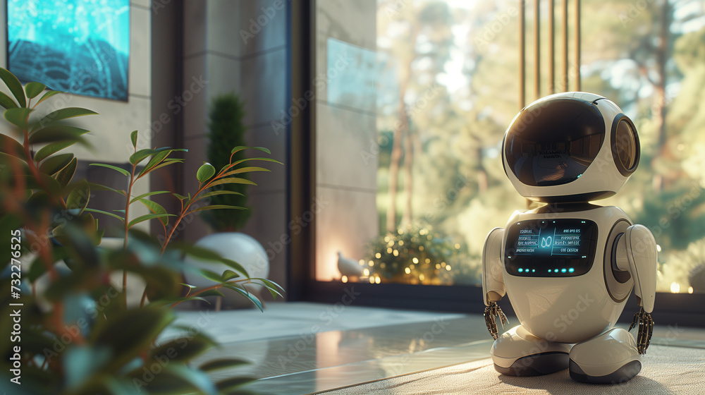 A concept art of a digital AI chatbot, embodied in a robotic form ...