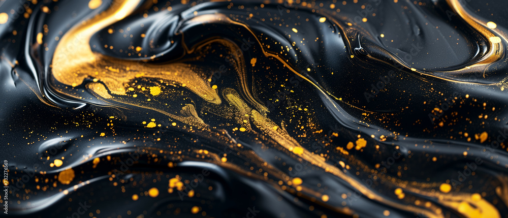 Zdjęcie Stock: Luxury Black Glossy Marble banner with Golden Liquid ...