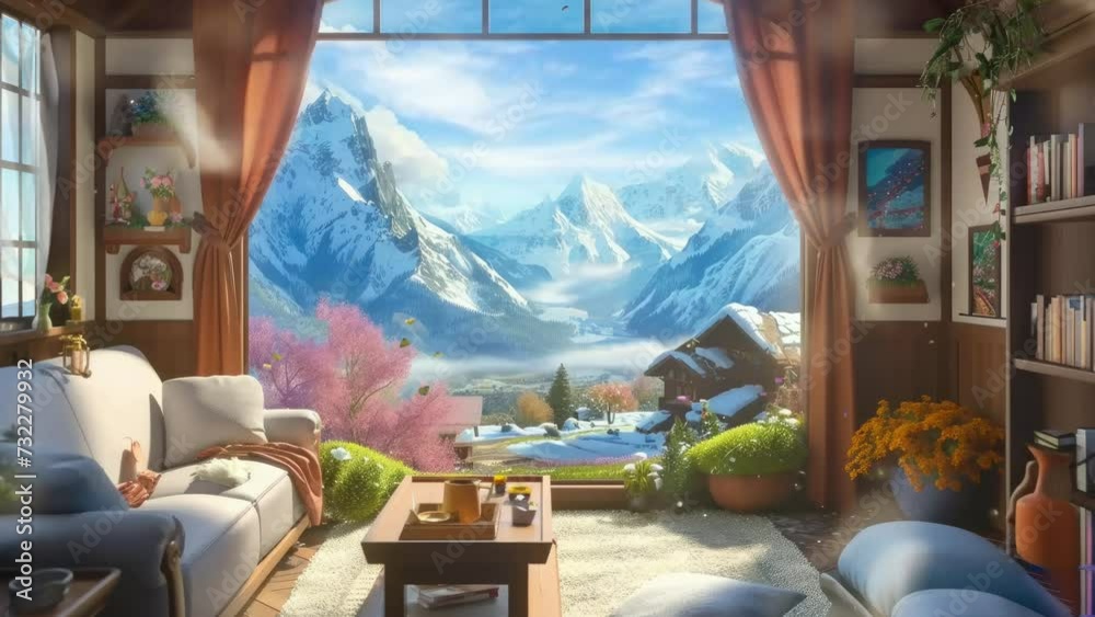 Vidéo Stock Mountain Vista Retreat: A Living Room with a Breathtaking ...