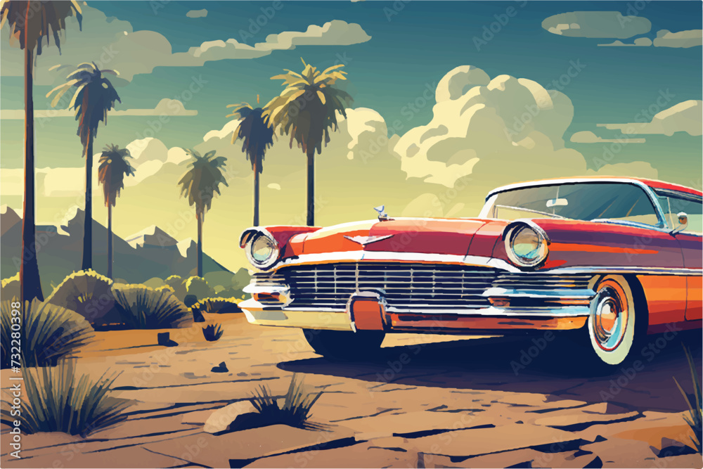 Beautiful Vintage car illustration. Classic vintage car design. Vintage ...