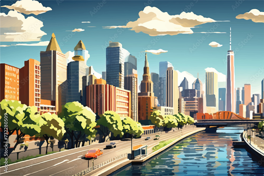 Beautiful city Landscape background. Smart city, landscape city with ...