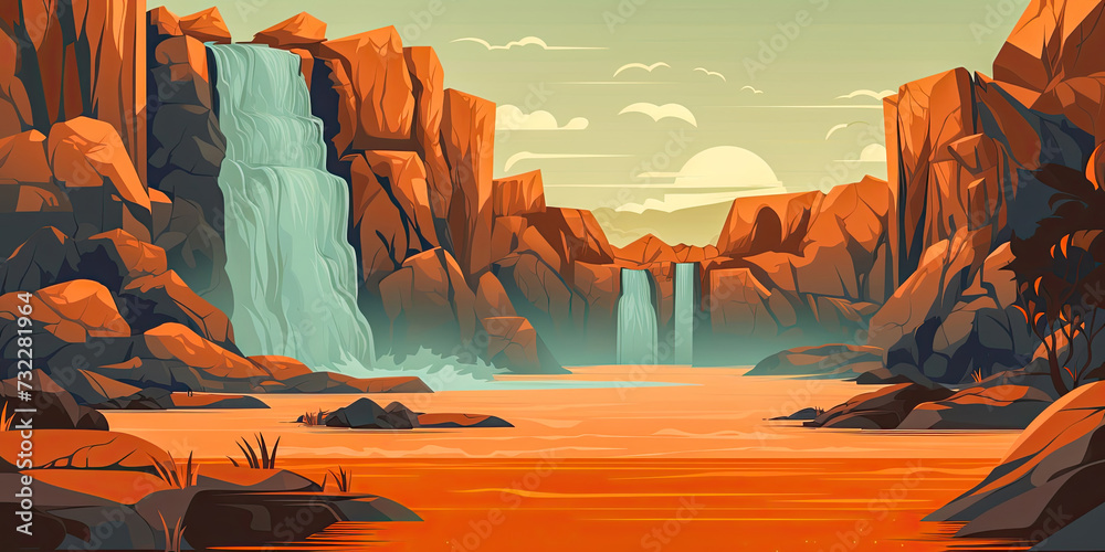Cartoon background, video game backdrop, illustration of scrolling ...