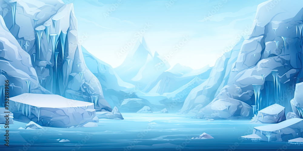 Video game background, Winter ice frost artic level of scrolling ...