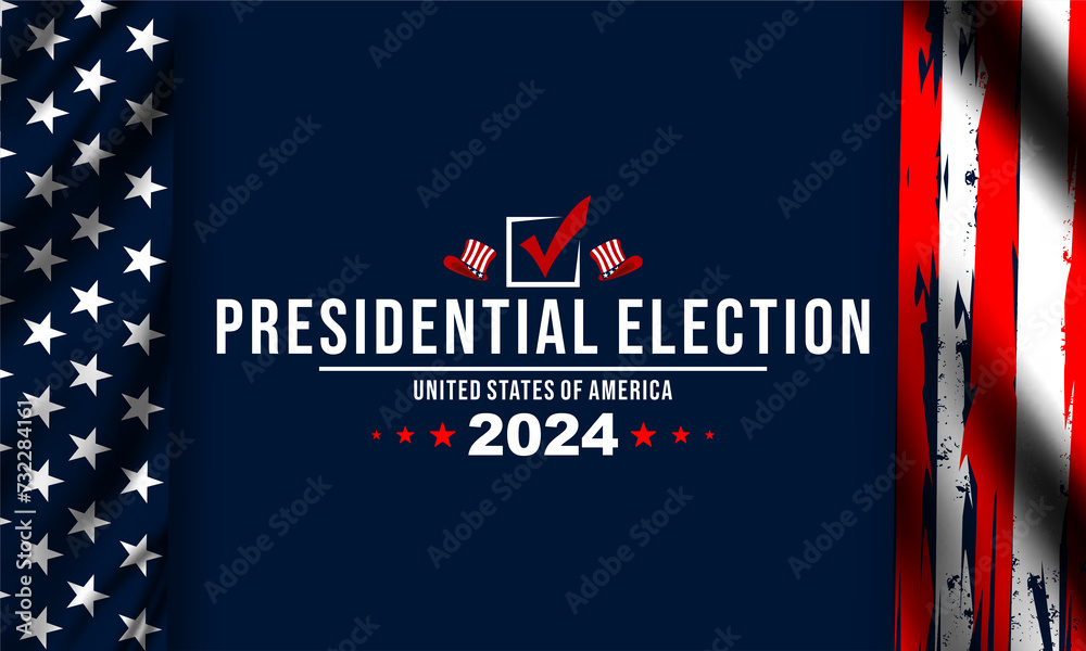ภาพประกอบสต็อก USA 2024 Presidential Elections Event Banner, background ...