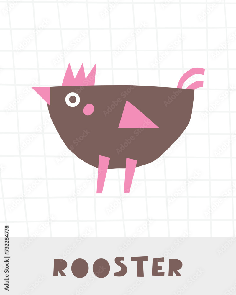 Learn farm animals flashcard. Learning English words for kids. Cute ...