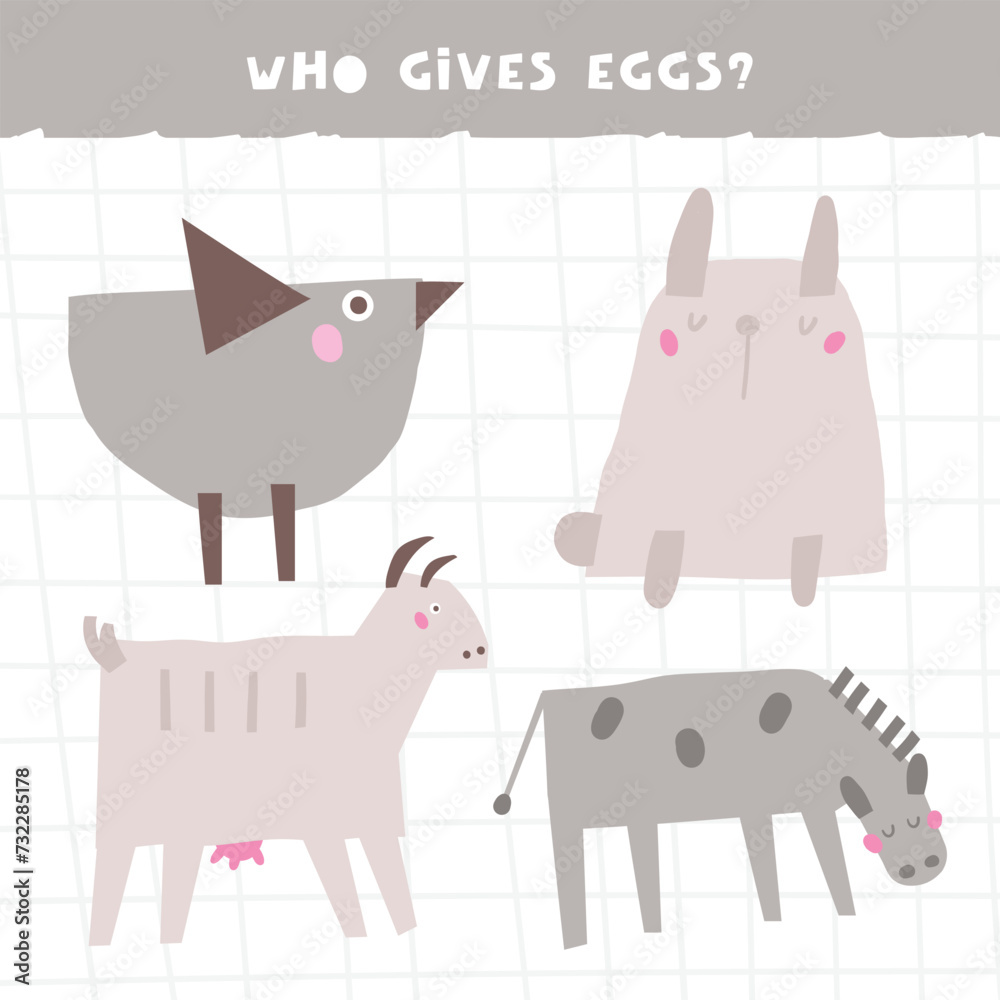 Learn farm animals game for kids. Cute hand drawn doodle funny village ...