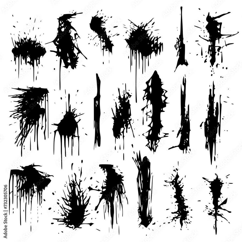 paint splatter svg, ink splatter svg, splatter silhouette, paint streak ...