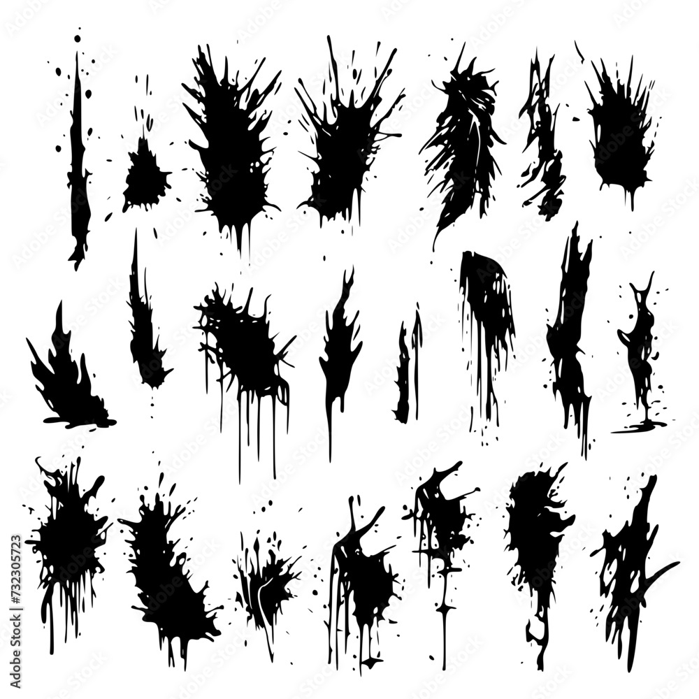 paint splatter svg, ink splatter svg, splatter silhouette, paint streak ...