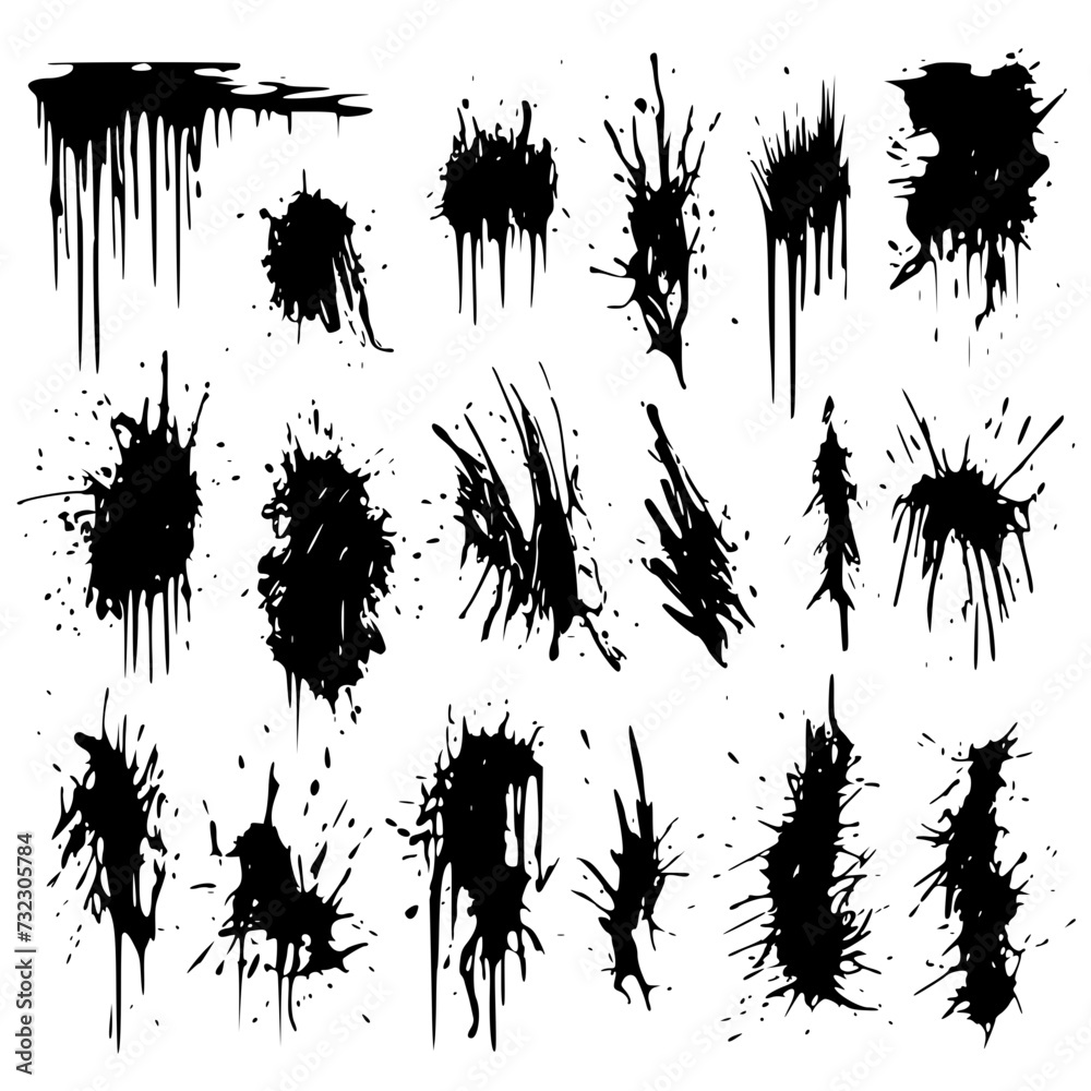 paint splatter svg, ink splatter svg, splatter silhouette, paint streak ...