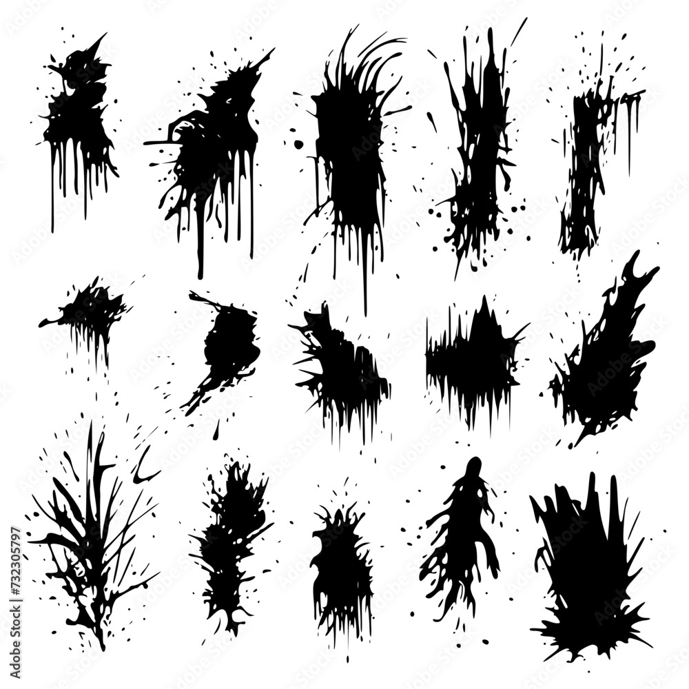 paint splatter svg, ink splatter svg, splatter silhouette, paint streak ...